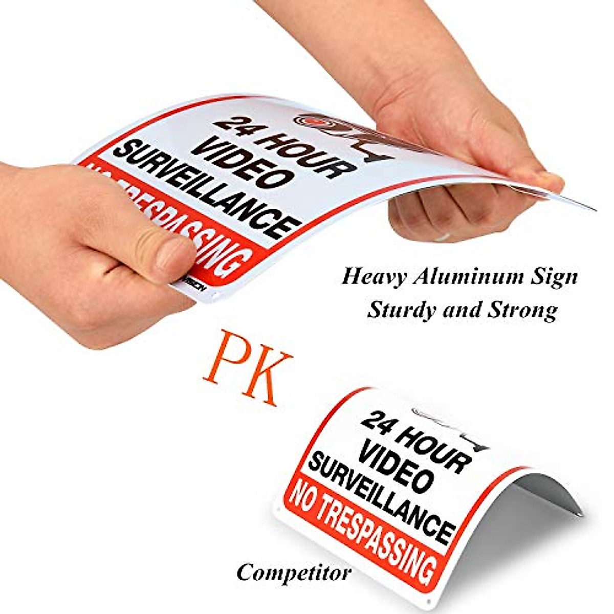 HISVISION Video Surveillance Sign 2-Pack, No Trespassing Metal Reflective Warning Sign, UV Protected & Waterproof, 10"x 7" 0.40 Aluminum Indoor Or Outdoor for Home House and Business Easy to Install