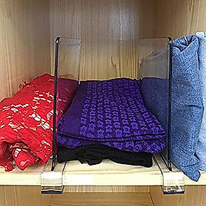 NEXT LEVEL ITEM Acrylic Shelf Dividers, Shelf dividers for Closets with Wooden Shelves, Shelf dividers, Clear Shelf Divider, Shelf dividers for Closet Organization, Closet Shelf Divider– Pack of 4