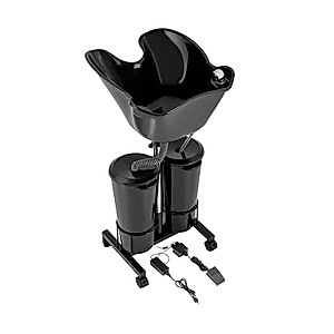 Shampoo Bowl Portable Salon Sink with Adjustable Height and Drain; Sprinkler with 2 Bucket Hair Washing Basin Salon Chair Barber Bowl Hair Salon Accessories