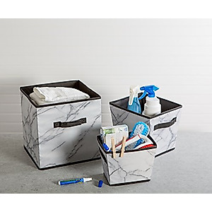 DII Laundry Storage Collection, Foldable Organizing Bin, White, Trapezoid Assorted Set