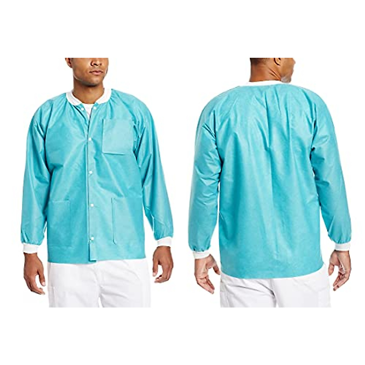 ValuMax 3530TEXS Easy Breathe Cool and Strong, No-Wrinkle, Professional Disposable SMS Hip Length Jacket, Teal, XS, Pack of 10