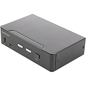 StarTech.com 2 Port HDMI KVM Switch - Single Monitor 4K 60Hz Ultra HD HDR - Desktop HDMI 2.0 KVM Switch with 2 Port USB 3.0 Hub (5Gbps) and 4X USB 2.0 HID, Audio - Hotkey Switching - TAA