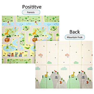 Baby Play Mat Extra Large Baby Mat Folding Foam Playmat Kids Crawling Mat Reversible Non Toxic Waterproof for Infants Toddlers Thicker 0.6inch (Green 0.6in)