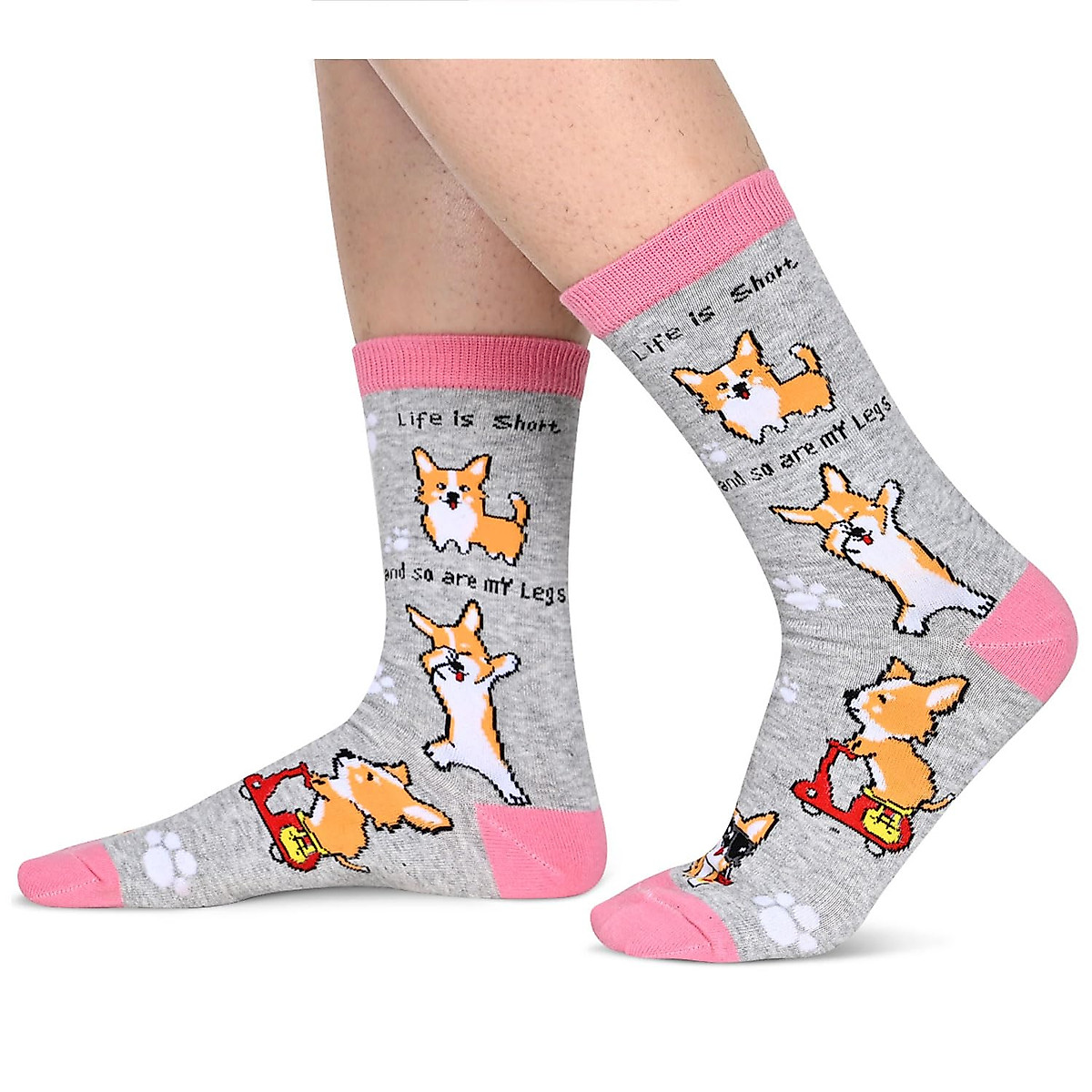 HAPPYPOP Funny Corgi Gifts for Corgi Lovers Women, Novelty Corgi Socks Crazy Silly Fun Socks