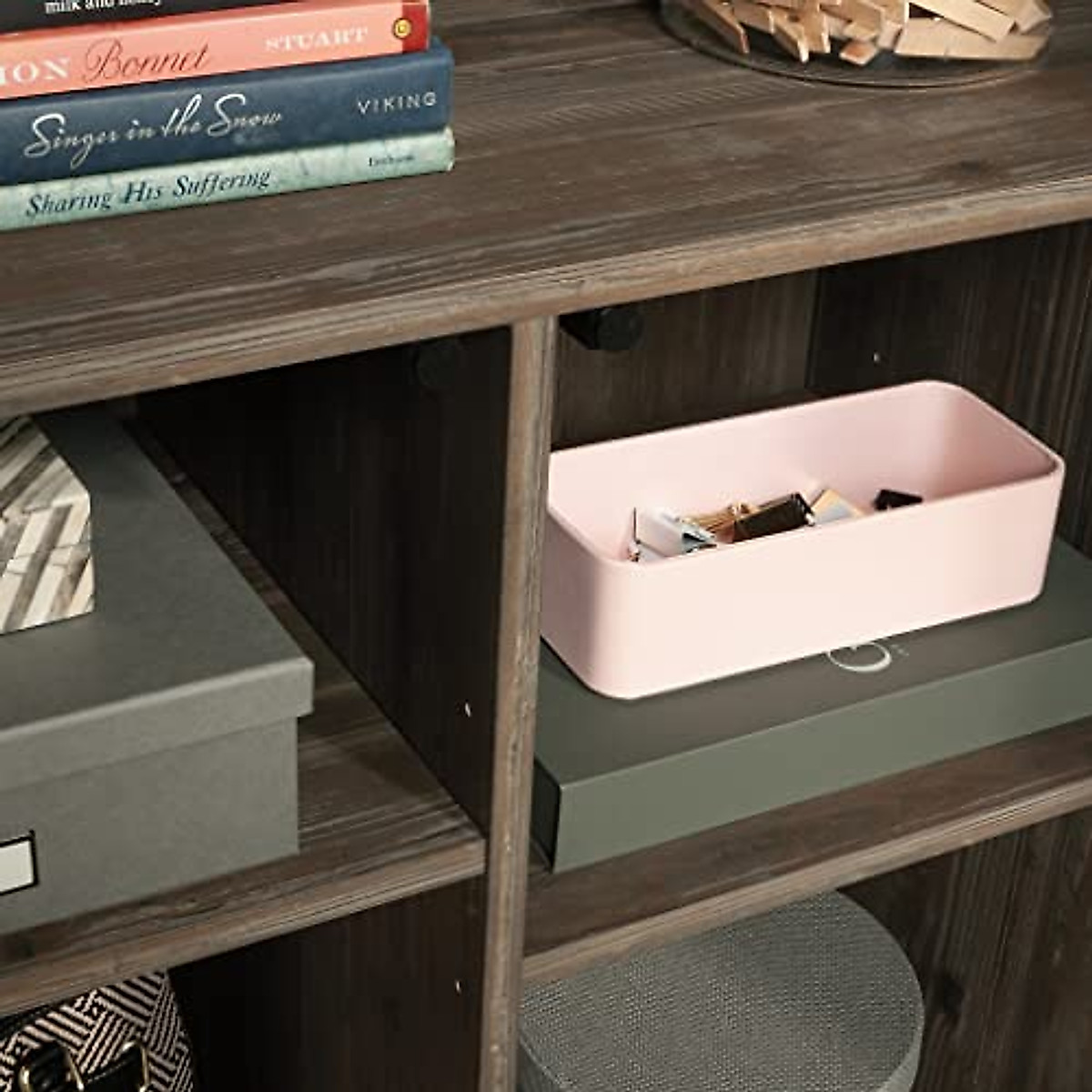 Sauder Summitt Station Storage Cabinet, L: 35.28" x W: 17.13" x H: 63.90", Pebble Pine