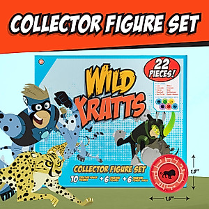 Wild Kratts 22-Pack Action Figure Set - Officially Licensed, Includes 3" Chris & Martin Kratt, Creature Figurines & Discs - Ages 3+