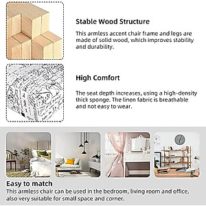 Armless Accent Chair Set of 2, Modern Living Room Chairs with Thick Cushion & Solid Wood Legs, Fabric Comfy Bedroom Chair Slipper Chair Accent Chairs Corner Side Chair Living Room Furniture, White