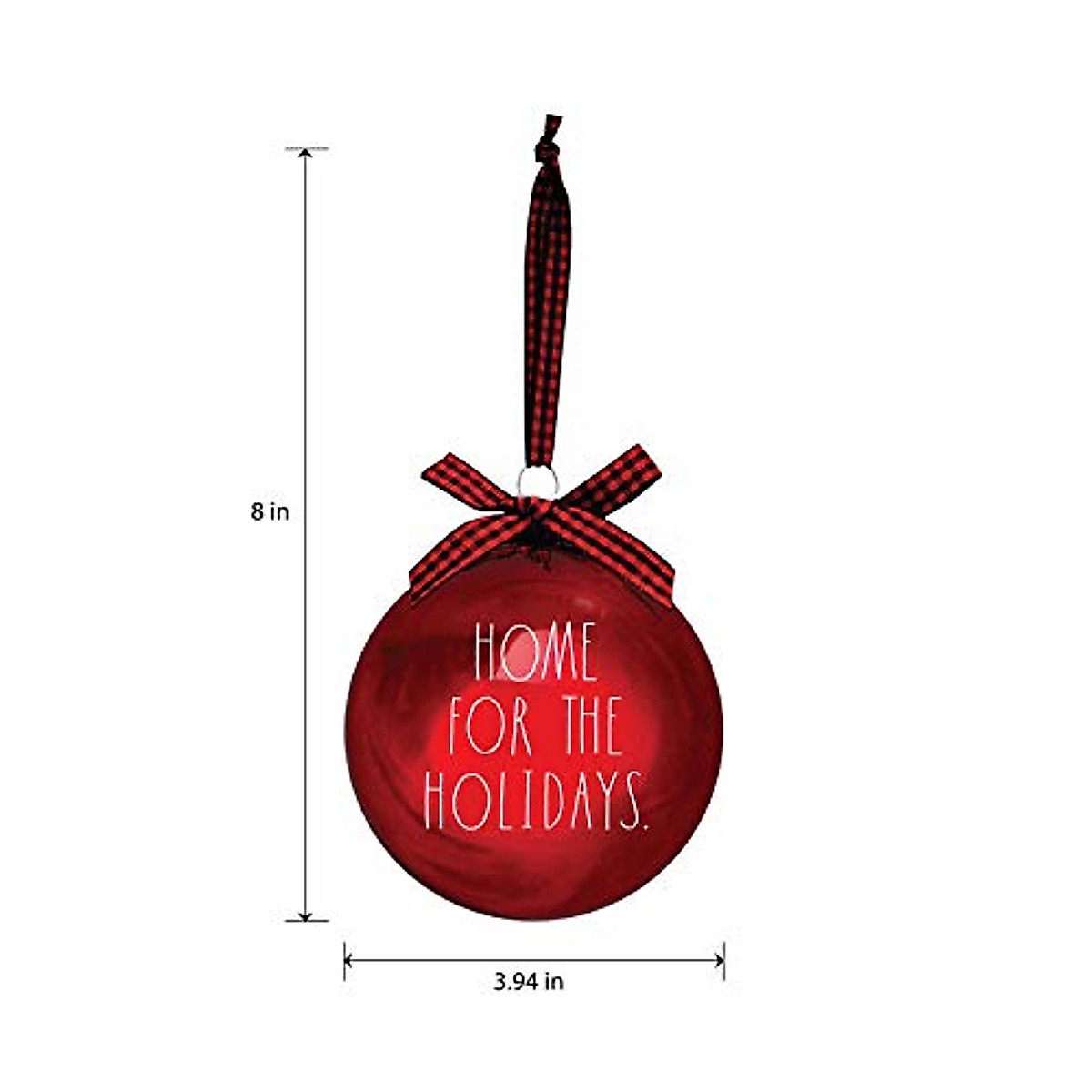 Rae Dunn Christmas Ornaments - Set of 2 Glass Balls - 100mm / 3.94 Inch Large Hanging Holiday Decorations for Xmas Tree Home for The Holidays