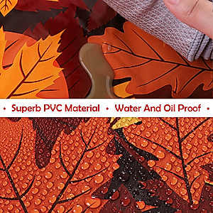 Ruisita 2 Pack Fall Leaf Tablecloth Table Cover Plastic Autumn Thanksgiving Tablecloth Maple Leaves Table Cloth Table Cover 108 x 54 Inches for Harvest Fall Thanksgiving Parties Decor