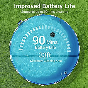 Gosvor Cordless Robotic Pool Cleaner, Pool Vacuum Cleaner Lasts 90 Mins, with Self-Parking Technology, LED Indicator, Automatic Pool Cleaners Ideal for Above/In-Ground Flat Pools up to 40 Feet
