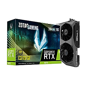 ZOTAC GAMING GeForce RTX 3070 Twin Edge OC 8GB GDDR6 256-bit 14 Gbps PCIE 4.0 Gaming Graphics Card, IceStorm 2.0 Advanced Cooling, White LED Logo Lighting, ZT-A30700H-10P