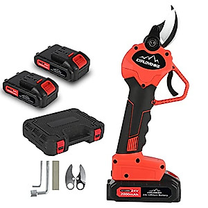 explovehike Electric Pruning Shears, Cordless Branch Cutter Power Pruner with 2 Pcs 2000mAh 24V Rechargeable Battery 2 Replacement Blades, Max Cutting Diameter 30mm(1.2 Inches) for Gardening