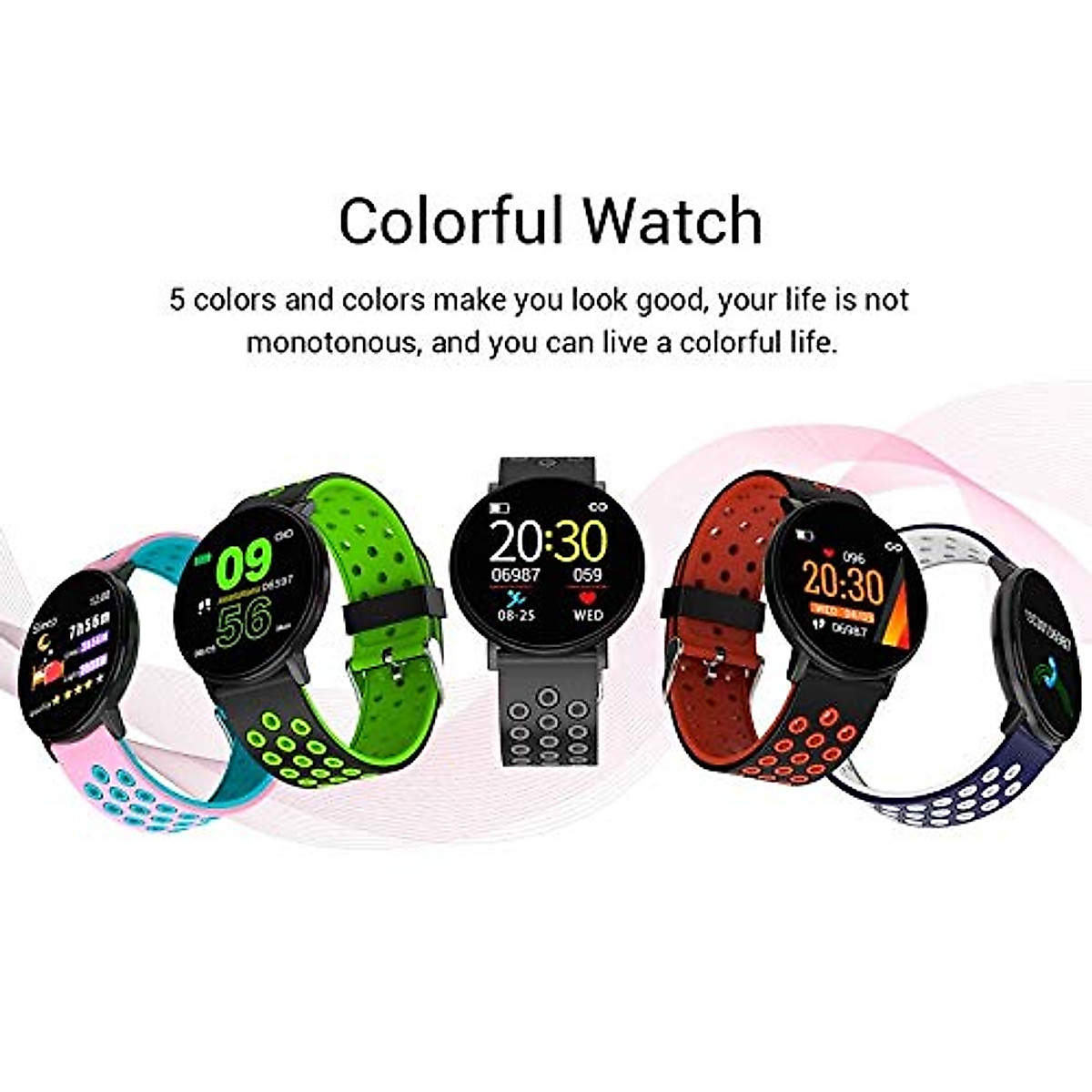 XXXDXDP Smart Watch Men Women Blood Pressure Smartwatch Watch Waterproof Heart Rate Tracker Sport Clock Watch Smart for Android iOS (Color : D)