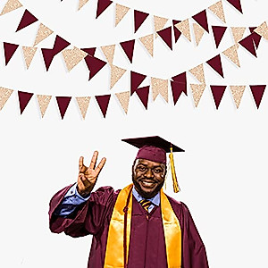 30 Ft Burgundy Party Decorations Champagne Gold Burgundy Triangle Banner Flag Bunting Pennant for Engagement Anniversary Wedding Bridal Baby Shower Birthday Bachelorette Hen Party Decorations supplies