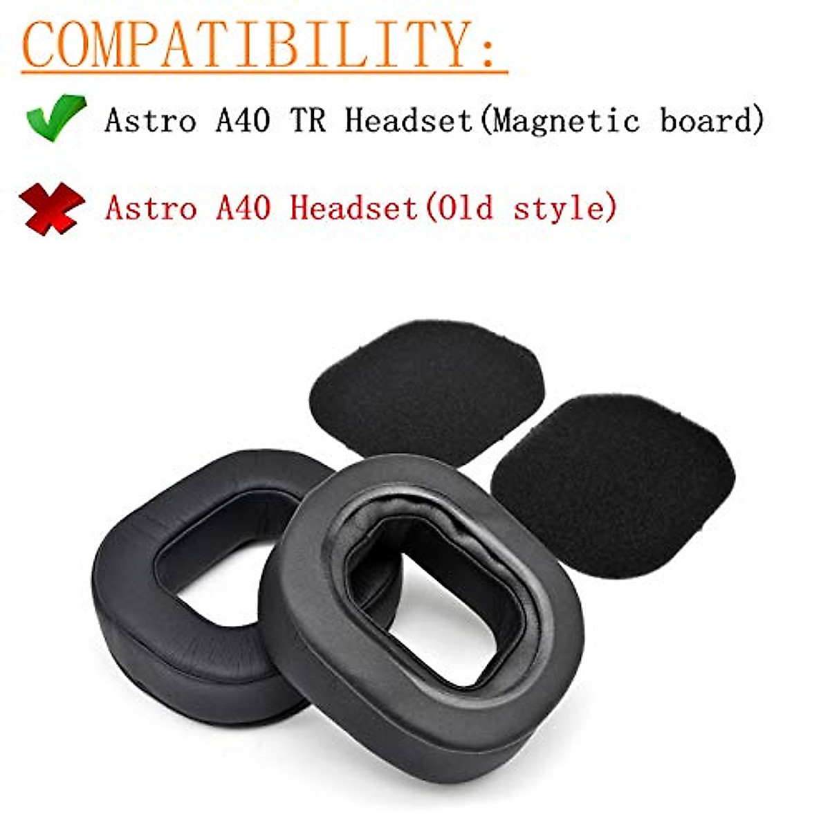 1 Pair Replacement Ear Pads Cushions Compatible with Astro A40 TR Headphones Earmuffs (Leather)(DIY)