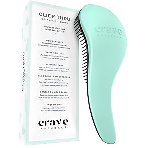 Crave Naturals BIGGIE Glide Thru Detangling Brush - Detangler Hairbrush & Comb for Curly, Natural, Straight, Wet or Dry Hair (MINT)