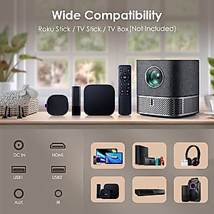 MUDIX Native 1080P Projector, 5G WiFi Projector 4K Support, 4P Keystone&Zoom Outdoor Movie Projector with Remote Control HDMI AUX USB, Portable Video Projector for Laptop/Phone/Switch/PPT/iOS/Android