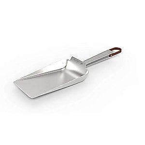 Everdure Stainless Steel Charcoal Shovel, Metal Scoop for Charcoal and Wood Pellets, Built-in Leather Hang Strap for Easy Storage, Ideal BBQ Tool for Charcoal or Pellet Grill, Silver