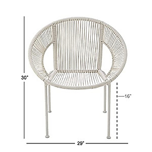 Deco 79 Plastic Rattan Outdoor Chair, 29" x 23" x 30", White
