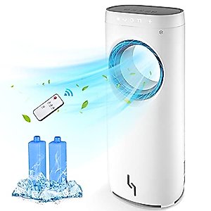 Trustech Evaporative Air Cooler, Air Cooler with Bladeless Fan Design, Cool and Humidify Function with 3 Wind Speeds, 12H Timer, Suitable for Large Room Office, Remote Control