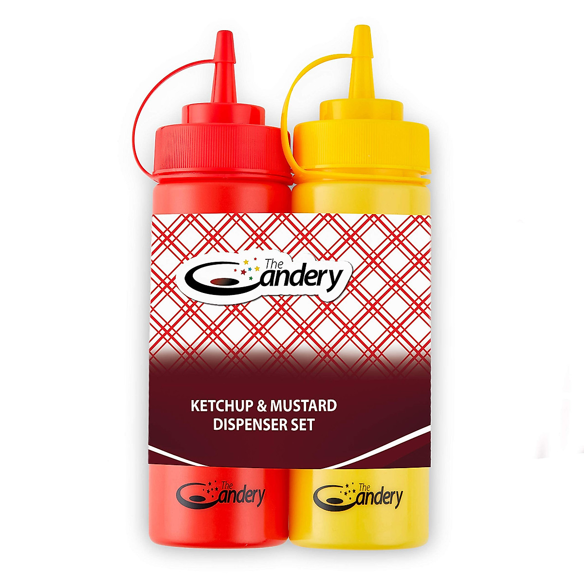The Candery Hot Dog Accessories Set- Ketchup and Mustard Squeeze Bottles - for Carnivals, BBQs, Picnics, Concession Stands (Squeeze Bottles)