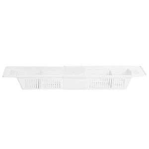 HERCHR Retractable Bathtub Tray, Adjustable Bath Shelf Caddy Tray Plastic Simple Bath Toy Organizer Storage Basket for Shampoo Shower Gel