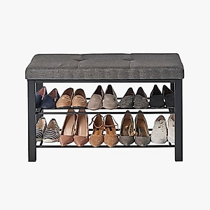 neatfreak Upholstered Storage Bench for Shoes - Double Seat Shoe Bench with Upholstered Fabric Seat Cushion and 2 x Shoe Racks - Perfect for Entryway, Mudroom, Foyer - 12.59" D x 31.89" W x 19.48" H