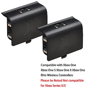 Batmax 2X Micro USB-Output 1100mAh Battery Packs for Xbox One Xbox One S Xbox One X Xbox One Elite Wireless Controllers Rechargeable Ni-MH Not fits for Xbox Series X/S 2020 + 2-in-1 USB Cable (Black)