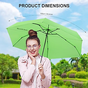 LEAGERA Compact Travel Umbrella with Case - Mini Umbrella for Purse, Small Lightweight &Tiny Umbrellas Design Perfect for Parasol Outdoor Sun&Rain,Bright Green