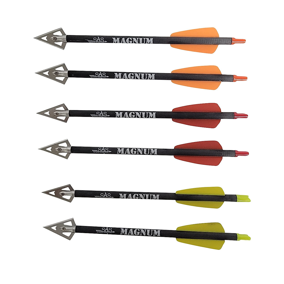 SAS 7.5" Magnum Carbon Bolts for EK Cobra R9 or RX Hunting Crossbow (6/Pack - w/Broadheads)