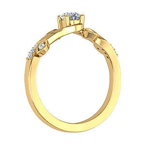 FINEROCK 1/5 Carat Diamond Engagement Rings in 14K Yellow Gold (Ring Size 5) (I1-I2 Clarity)