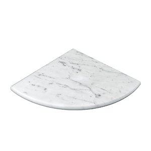 Jusmioke 9 Inch Marble Corner Shower Shelf for Shower Room, Both Side Honed Finish, Bathroom Wall Mounted (Carrara White - 1pcs)
