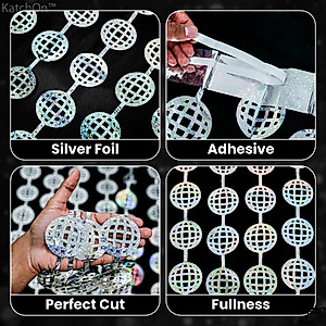 KatchOn, Silver Disco Ball Curtain - XtraLarge, 6.5 Feet, Pack of 2 | Happy New Year Backdrop | Disco Ball Backdrop | Silver Foil Fringe Curtain, Disco Party Decorations | Happy New Year Decorations