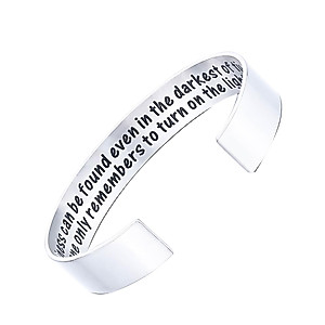 MS.CLOVER Encouragement Gift, Happiness Can be Found Even in The Darkest of Times, If One Only Remembers to Turn On The Light. Message Cuff (Grey)