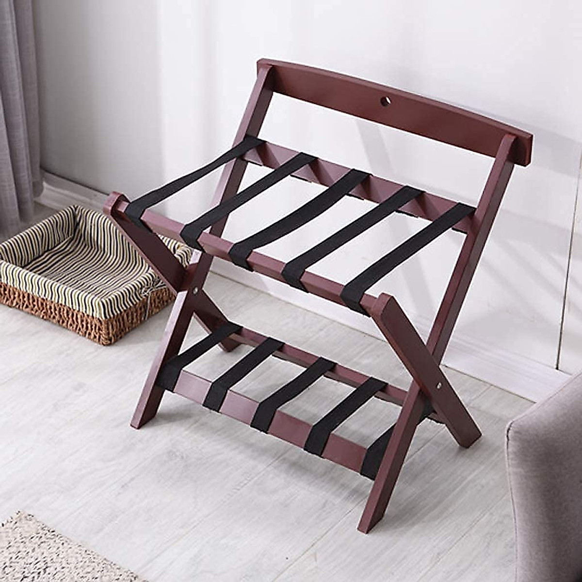 Luggage Rack - Crafted in Solid Hardwood - Foldable Wood Design - Easy Assembly - for Travel, Simple and Modern Storage Rack, Foldable Luggage Rack