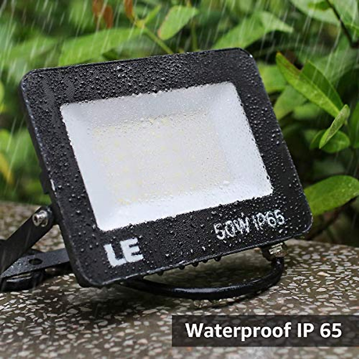 LE LED Flood Lights Outdoor 50W, 4200LM 5000K Daylight White Super Bright Lighting, IP65 Waterproof, Flexible Stand Outdoor Floodlights for Garden, Yard, Party and Patio, 2 Pack