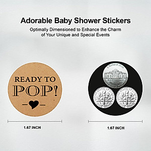 Baby Shower Stickers, Faux Craft Paper, Round 1.67 Inch - 48 Stickers, Ready to Pop Baby Stickers for Popcorn Baby Shower, Ready to Pop Stickers for Popcorn for Boy or Girl