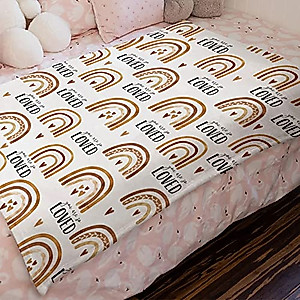 HawSkgFub Boho Rainbow You are So Loved Baby Blanket Girl Boy Gift, Inspirational Brown Flannel Fleece Nursery Bed Receiving Blankets, Soft Lightweight Newborn Toddler Infant Kids Bedding 30 x 40