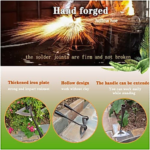Garden Hoe Edger Weeder Hollow Hoe 2Pcs Gardening Tool All-Steel Hardened Hollow Hoes Weeding Portable Household Vegetable Garden Shovel, Soil loosening Planting Tool can be Used for Extended use