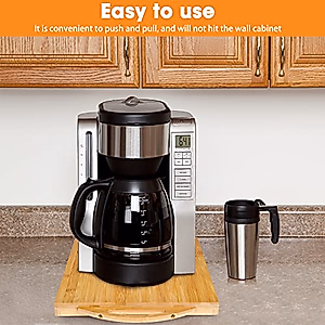 Bamboo Kitchen Appliances Slider,Save Counter Space,Underneath Cabinet Countertop Appliance Sliding Tray for Heavy Espresso Coffee Maker Pot K-Pod Holder Toaster Blender Air Fryer Stand Mixer