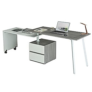 Techni Mobili Rotating Modern Multi-Positional Desk, Grey