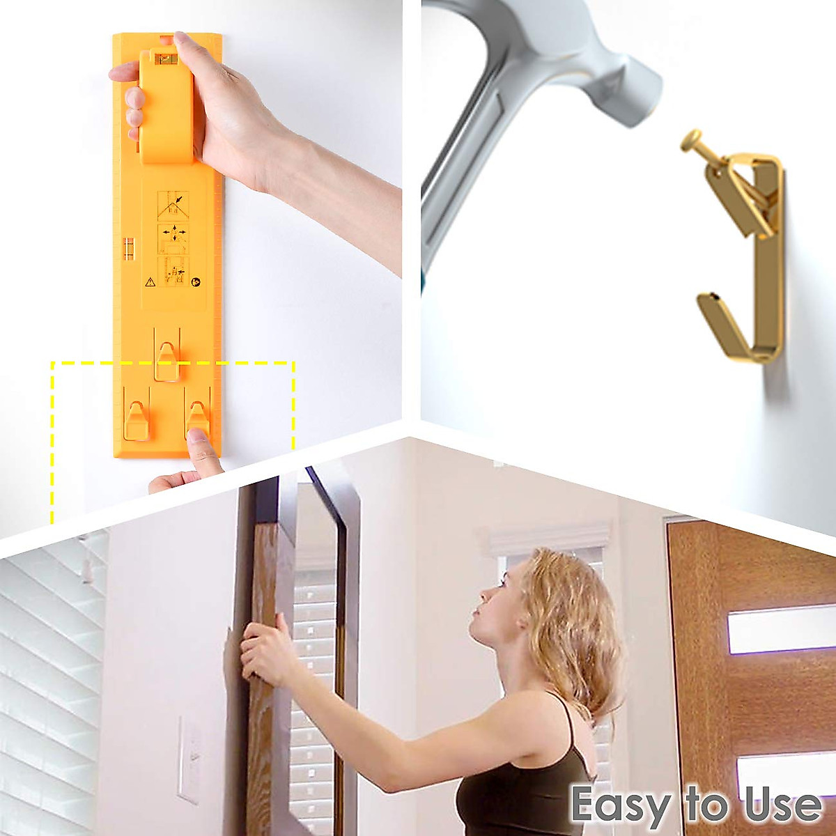 100 lb Picture Hangers, Picture Hooks for Hanging Pictures, 20Pcs Frame Hooks Picture Hangers Heavy Duty Hardware Hanger Kit Wooden Wall Painting Hangers Hooks and Nails for Pictures