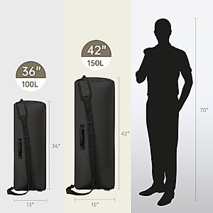 42 Inch Canvas Duffel Bag 150L Extra Large Luggage Duffle for Travel Sport and Camping - Black