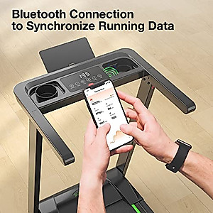 Superun Folding Treadmills for Home, 3HP Treadmill with LED for Walking & Running, Portable Treadmill with Bluetooth Connectivity APP