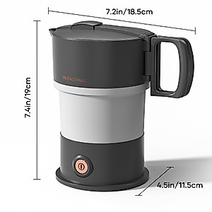 Foldable Travel Electric Kettle, 600ML Portable Water Boiler with 800w Power & Auto Shutoff, Compact BPA-Free Silicone Kettle for Tea, Coffee, Collapsible mini Kettle for Travel - Dark Grey