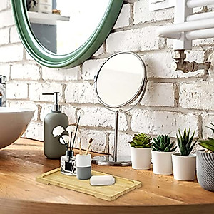 Natural Bamboo Vanity Tray, KMOTASUO Slip-Resistant Bathroom Counter Tray Toilet Tank Tray, Bamboo Tray for Bathroom Storage Tissue Soap Towel Toiletries,12.6 x 7 x 0.8 inches