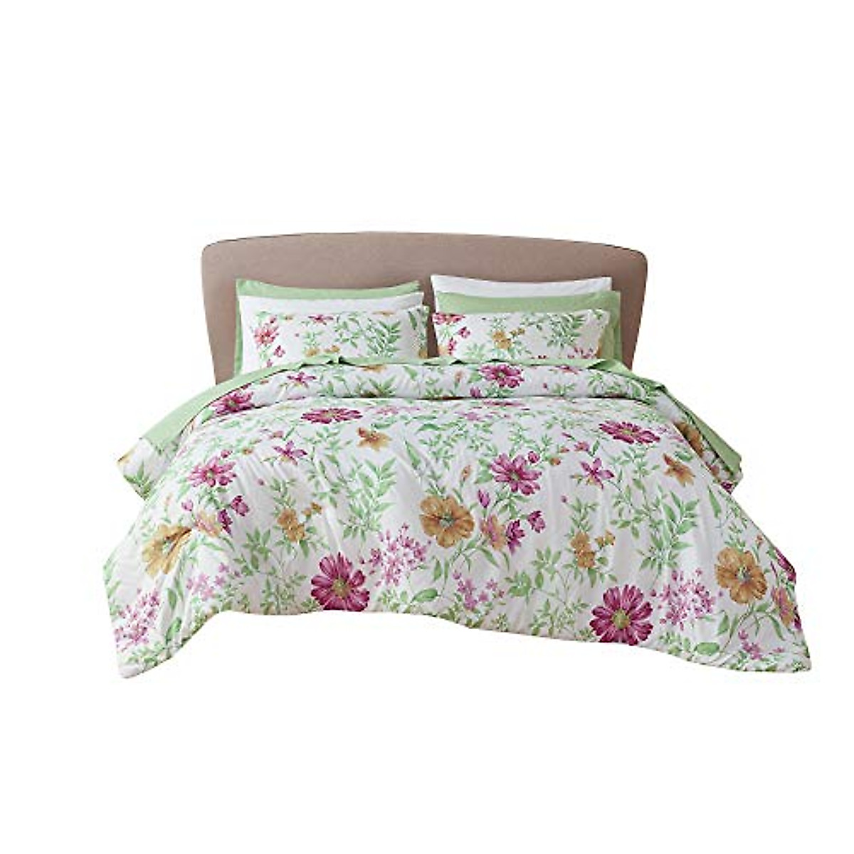 Comfort Spaces Bed in A Bag Comforter Set - College Dorm Room Essentials for Girls Bedding, Complete Dormitory Bedroom Pack And Sheet with 2 Side Pockets, King, Green