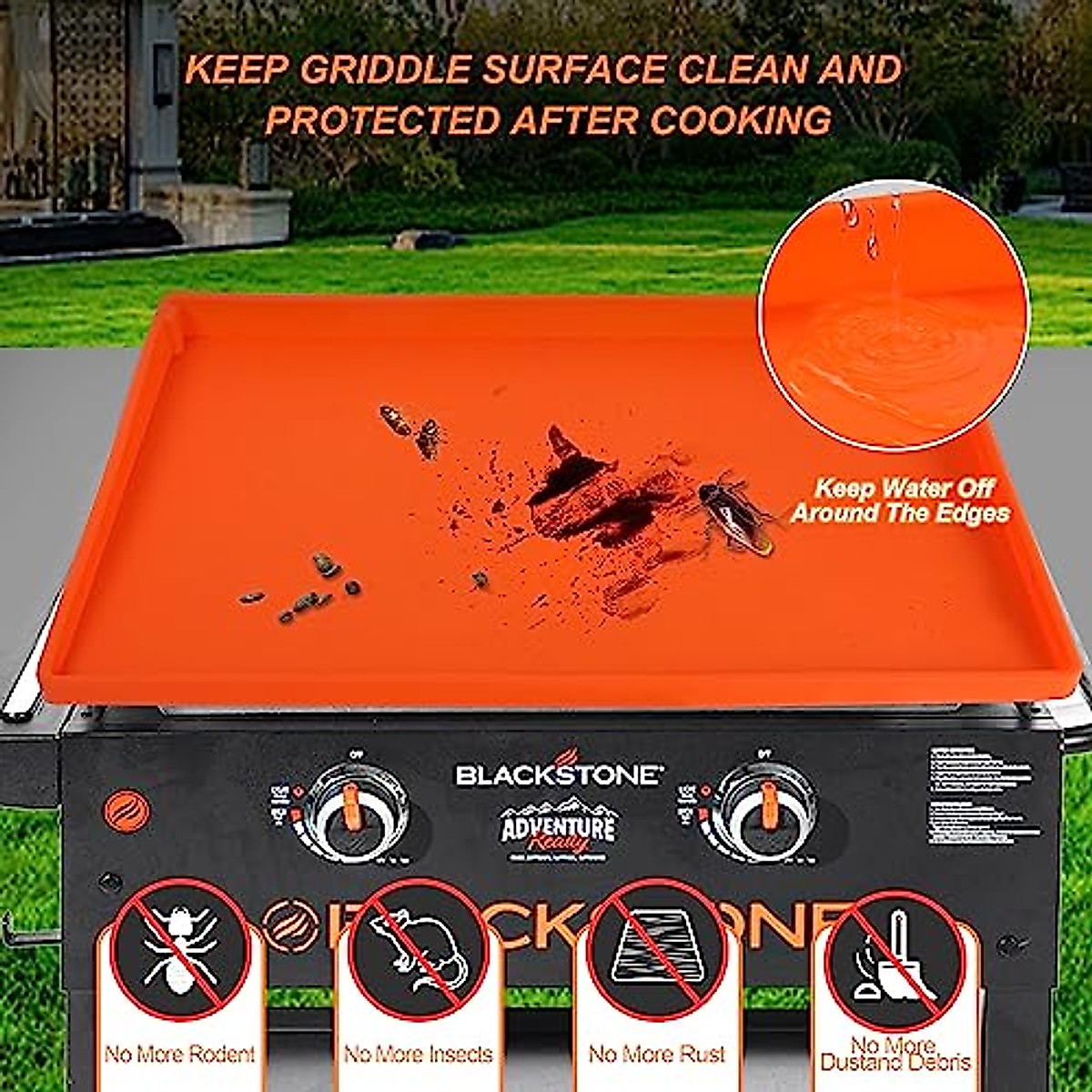 Silicone Griddle Grill Cover for Blackstone, Upgraded Full-edge 28" Heavy Duty Food Grade Mat, Protect Grade from Rodents Insects Debris and Rust, All Season Cooking Protective Cover (28 Inch)