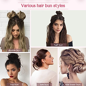 Messy Bun Hair Piece, 2PCS Tousled Updo Hair Extensions Hair Bun HCB001 Daisy Curly Wavy Ponytail Hairpieces Hair Scrunchies with Elastic Rubber Band for Women - Golden Blonde bleach Blonde Highlights