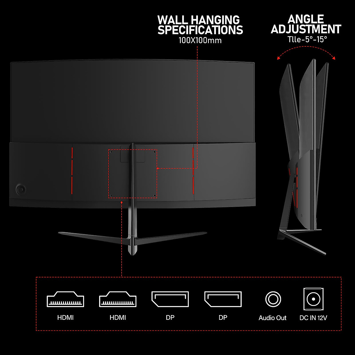 Gawfolk 2K 165Hz Curved Monitor, 27 Inch QHD 2560x1440p 144Hz Gaming Monitor with AMD FreeSync, Flicker-Free, 2X HDMI 2.0, DP 1.4, Ultra-Thin Frameless 1800R Screen PC Monitor